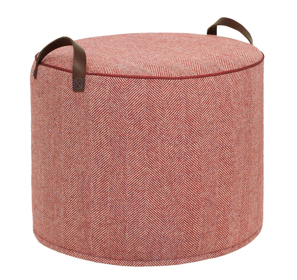 RED Herringbone Wool Tuffet